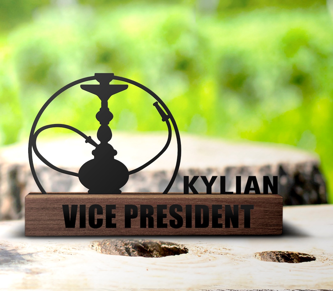 Custom Shisha Hookah Desk Name Plate Wedge Personalized Smoke Shop ...