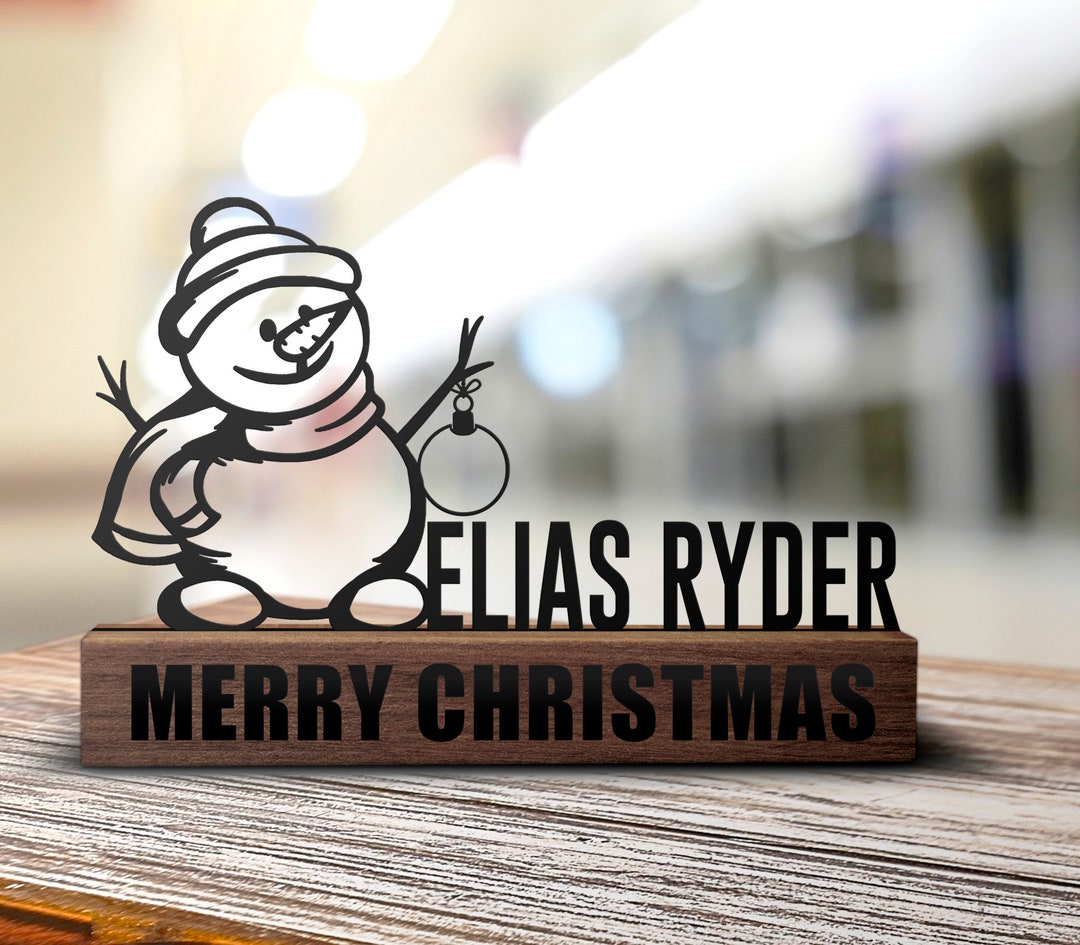 Custom Christmas Snowman Desk Name Plate Wedge Personalized Merry ...