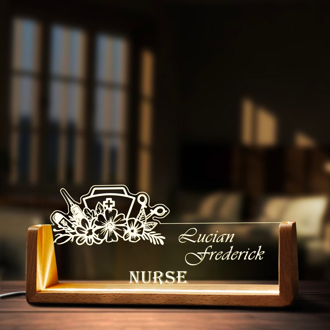 Custom Nurse Desk Name Plate Personalized Nurse Stethoscope LED Light ...