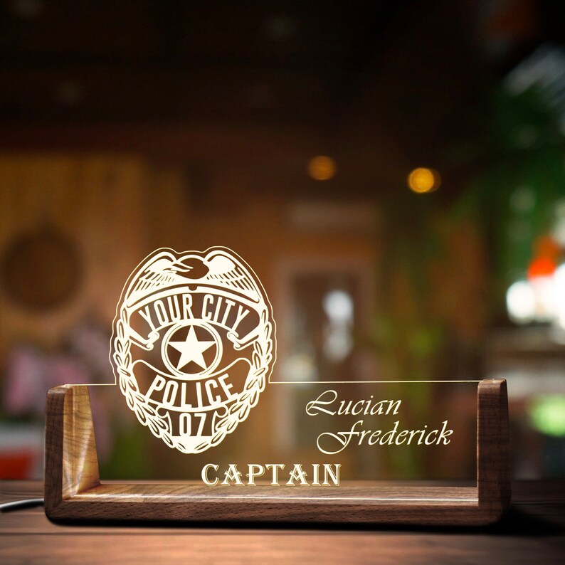 Custom Police Desk Name Plate Personalized Law Enforcementr LED Light ...