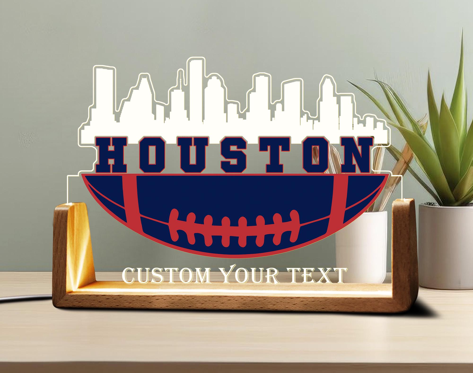 Custom Houston Skyline Desk Name Plate Personalized American Football ...