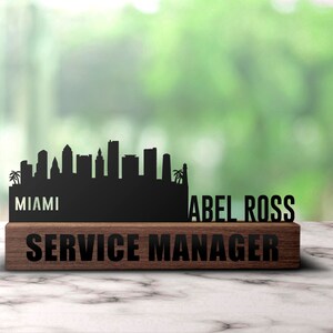Custom Miami Skyline Desk Name Plate Wedge Personalized US City Skyline ...