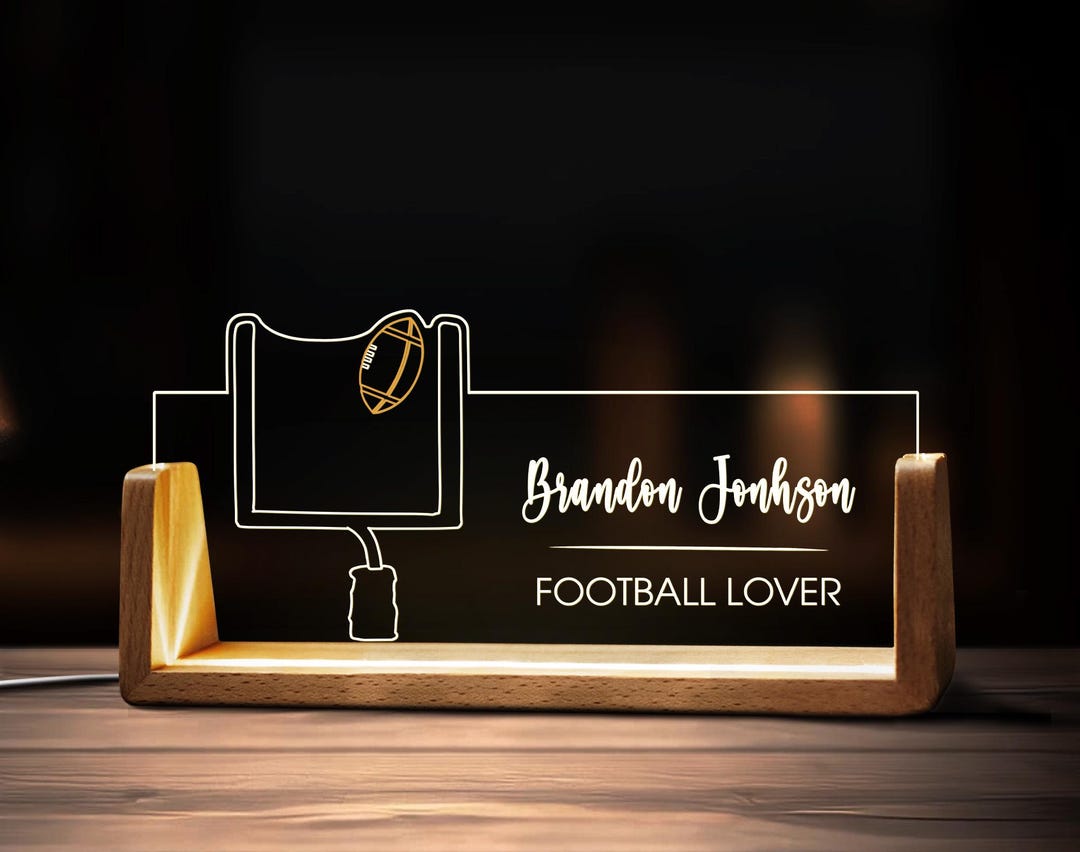 Custom American Football Desk Name Plate Personalized Player LED Light ...