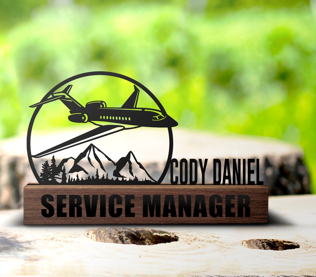 Custom Airplane Desk Name Plate Wedge Personalized Pilot Nameplate ...