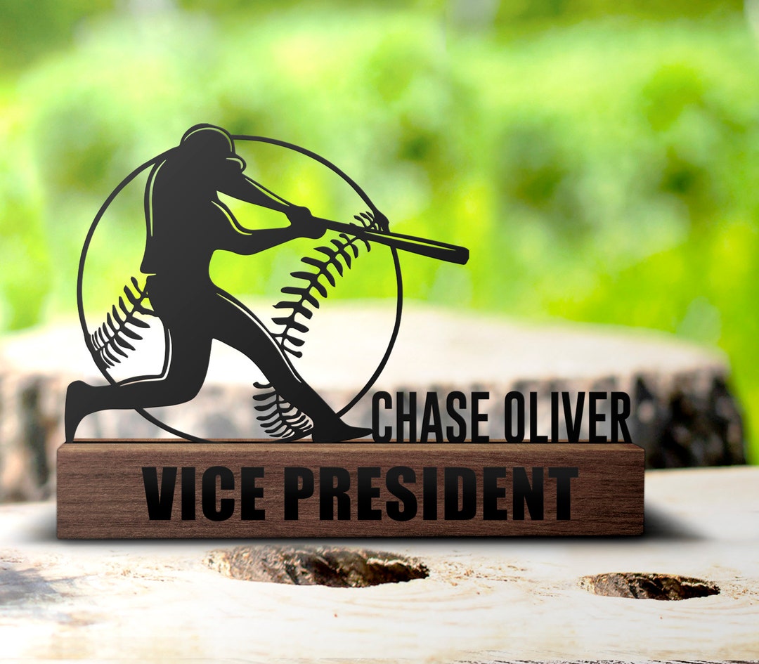 Custom Baseball Desk Name Plate Wedge Personalized Softball Player Name ...