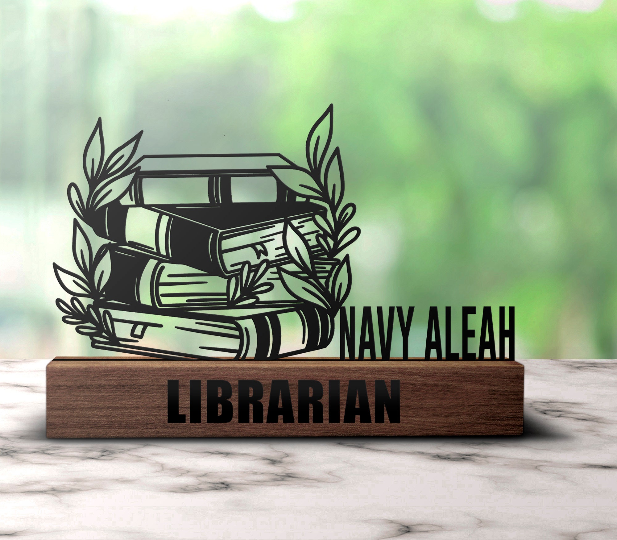 Custom Librarian Desk Name Plate Wedge Personalized Library - Etsy