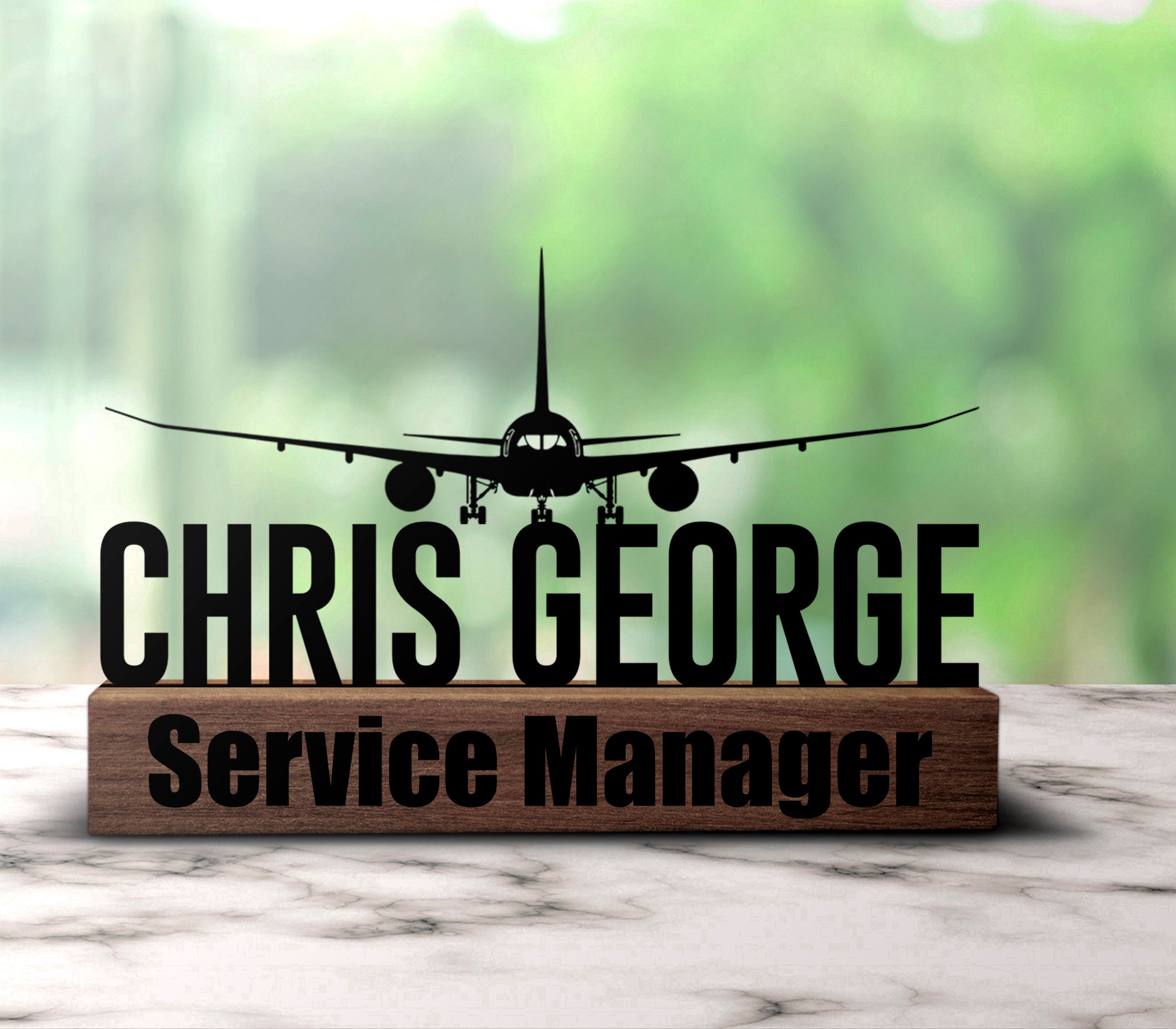 Custom Airplane Desk Name Plate Wedge Personalized Pilot Nameplate ...