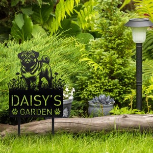 Custom Pug Dog Metal Memorial Garden Stake Personalized Pet Grave ...