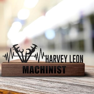 Custom Machinist Desk Name Plate Wedge, Personalized Machine Repairman ...