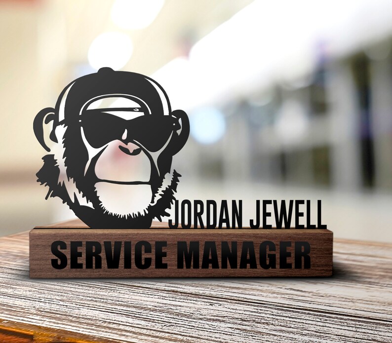 Custom Monkey Desk Name Plate Wedge Personalized Wildlife Wild - Etsy