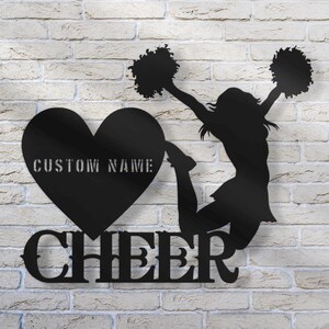 Custom Girl Cheerleading Metal Wall Art LED Light Personalized Female ...