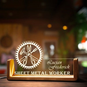 Custom Sheet Metal Worker Name Plate Personalized Steel Worker LED ...