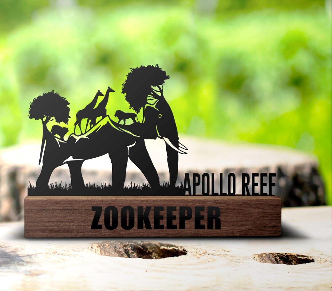 Custom Zoo Keeper Desk Name Plate Wedge Personalized Zoo Supervisor ...