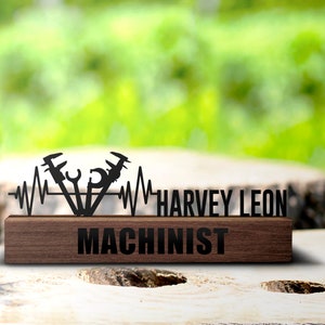 Custom Machinist Desk Name Plate Wedge, Personalized Machine Repairman ...