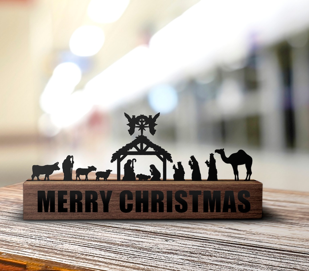 Custom Nativity Scene Christmas Desk Name Plate Wedge Personalized ...