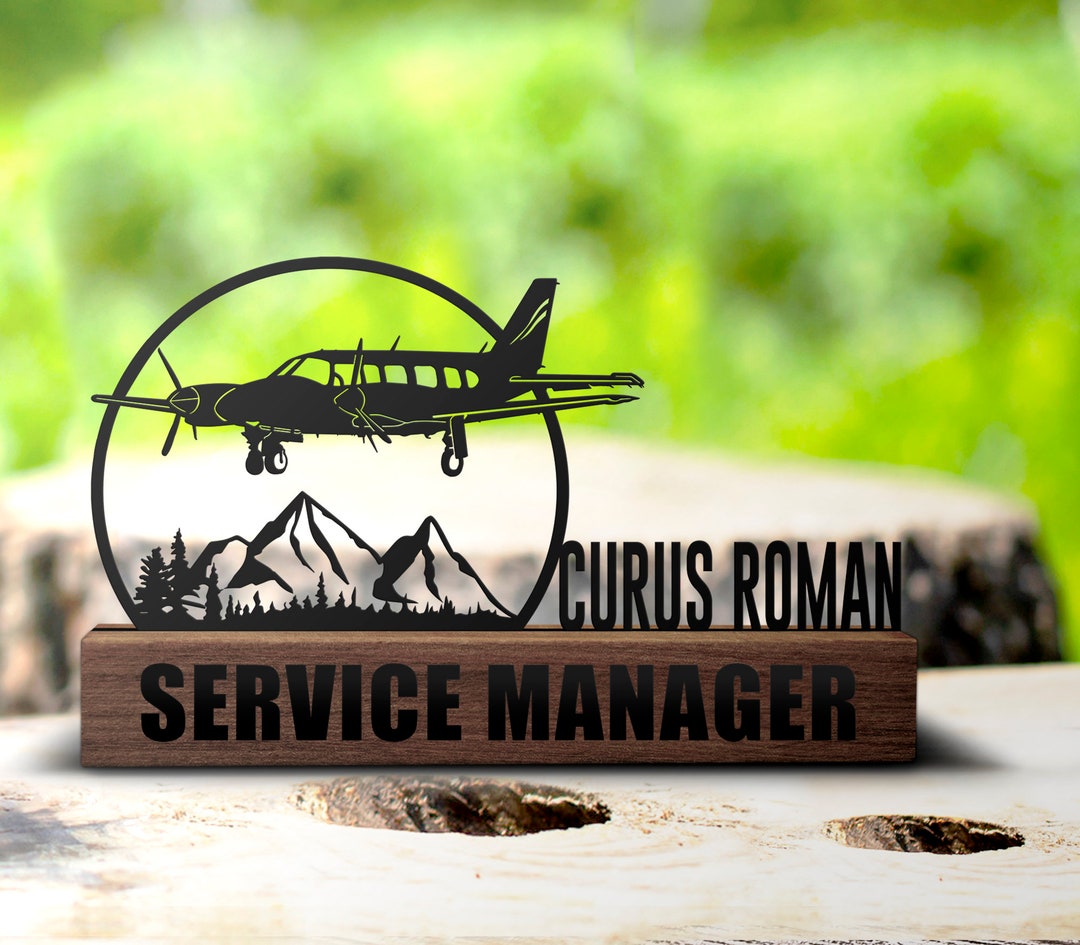 Custom Airplane Desk Name Plate Wedge Personalized Pilot Nameplate ...