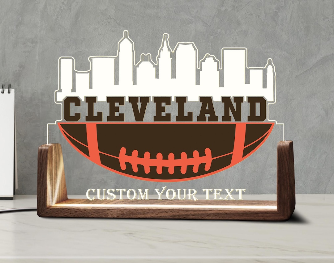 Custom Cleveland Skyline Desk Name Plate Personalized American Football ...