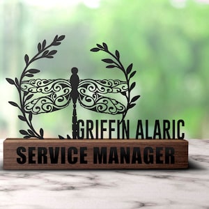 Custom Dragonfly Desk Name Plate Wedge, Personalized Nameplate ...