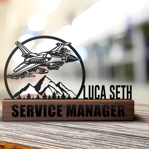 Custom Airplane Desk Name Plate Wedge Personalized Pilot Nameplate ...