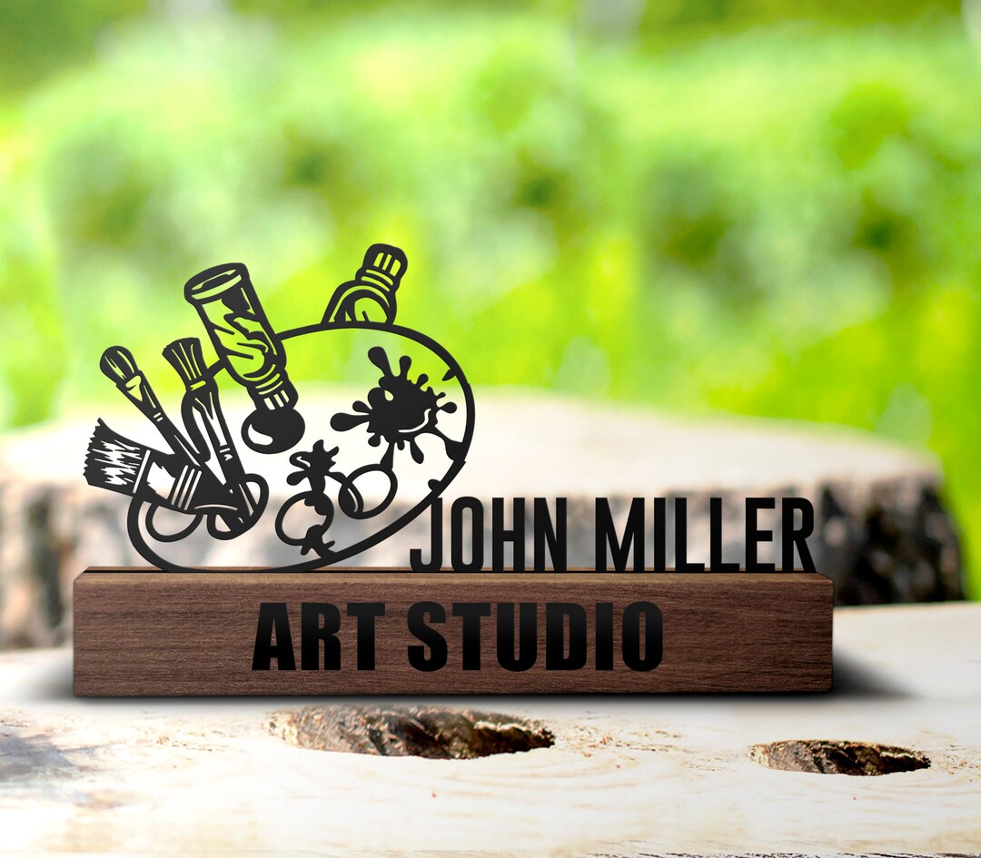 Custom Painting Artist Desk Name Plate Wedge Personalized Painter ...