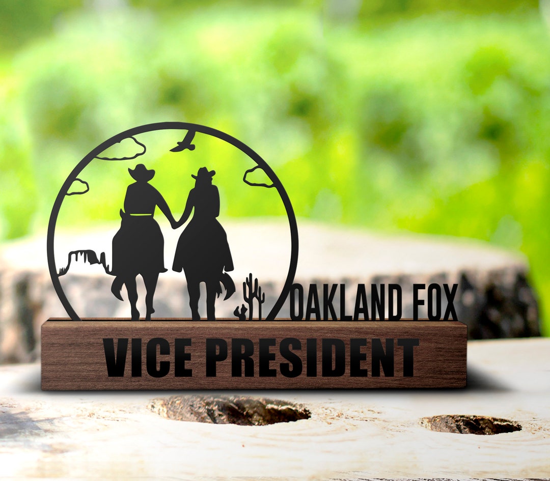 Custom Cowboy Cowgirl Couple Desk Name Plate Wedge, Personalized Horse ...