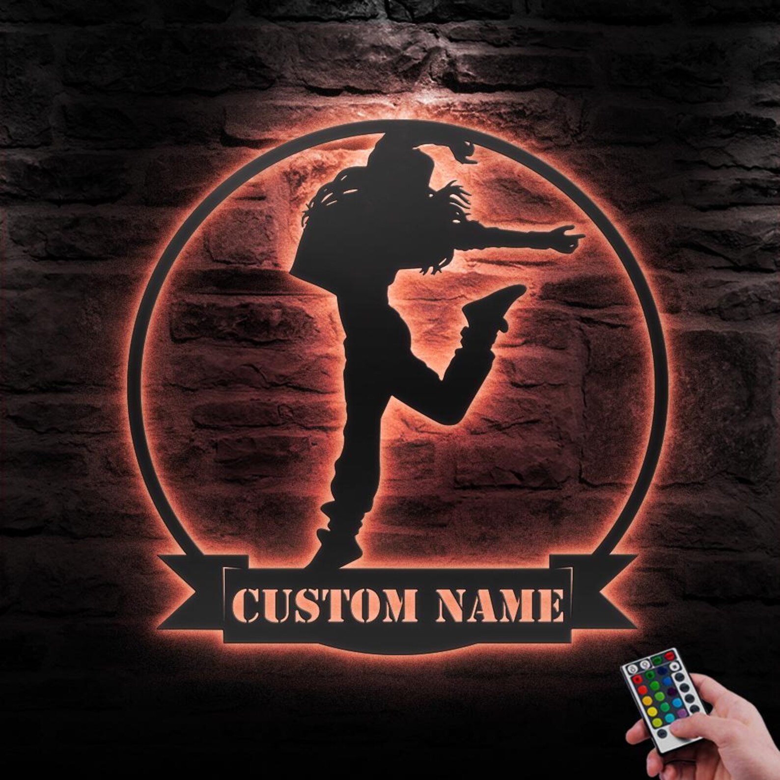 Custom Girl Hip Hop Dancer Metal Wall Art LED Light Personalized Female ...