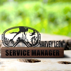 Custom Scuba Diving Desk Name Plate Wedge Personalized Scuba Diver ...