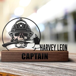 Custom Firefighter Desk Name Plate Wedge Personalized Fireman Nameplate ...