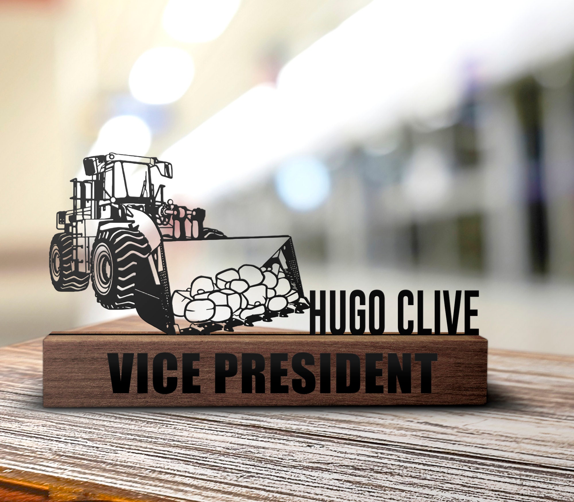 Custom Front End Wheel Loader Desk Name Plate Wedge Personalized ...