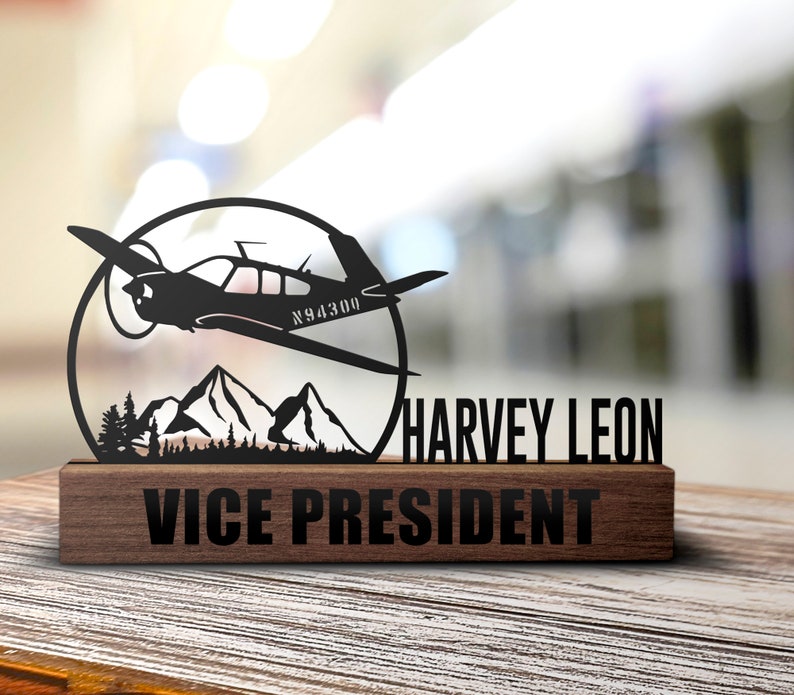 Custom Airplane Desk Name Plate Wedge Personalized Pilot Nameplate ...