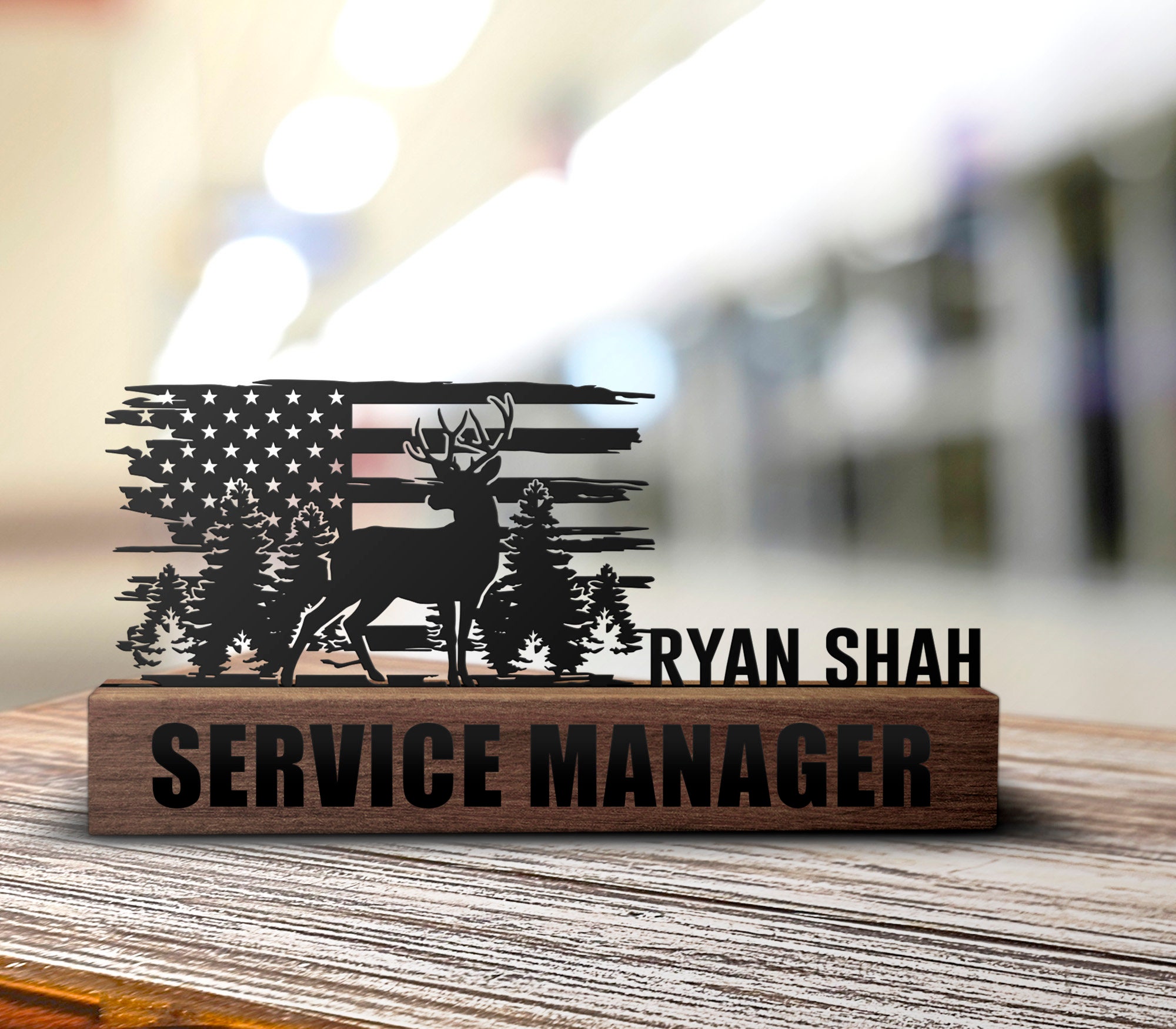 Custom Deer Hunting Desk Name Plate Wedge Personalized Hunter Nameplate ...