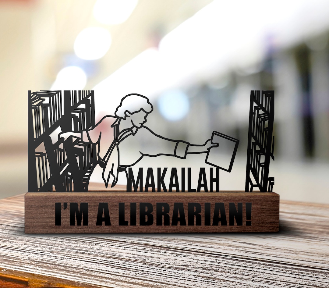 Custom Librarian Desk Name Plate Wedge Personalized Library Nameplate ...
