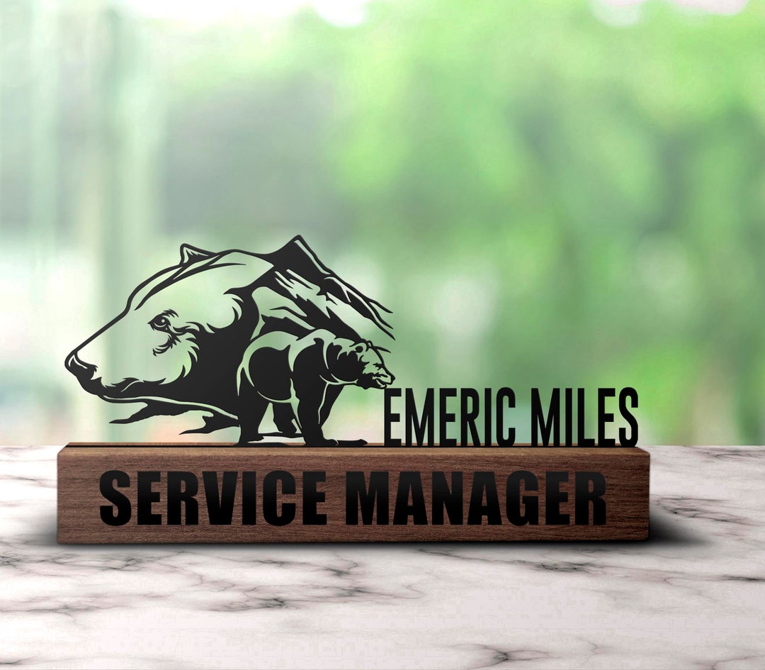 Custom Polar Bear Desk Name Plate Wedge, Personalized Nameplate Wild ...