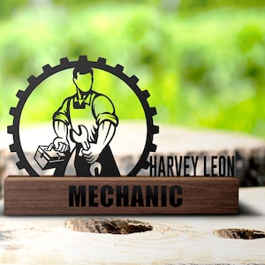 Custom Mechanic Desk Name Plate Wedge Personalized Mechanic Gift ...