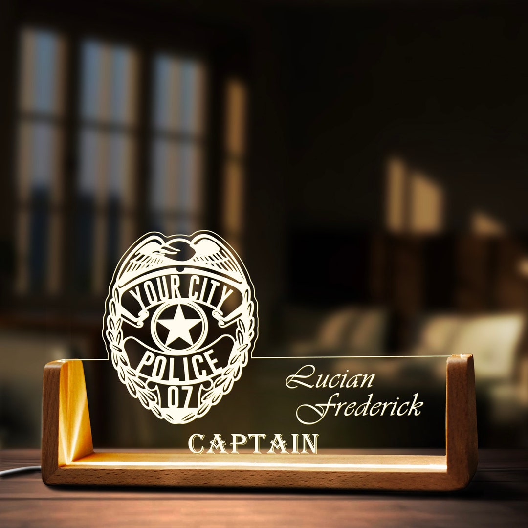 Custom Police Desk Name Plate Personalized Law Enforcementr LED Light ...