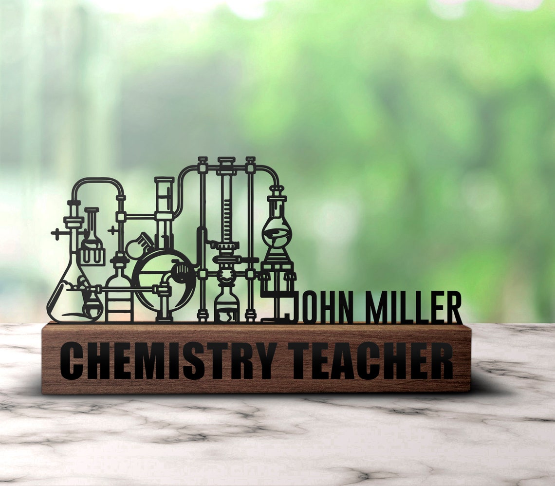 Custom Chemistry Teacher Desk Name Plate Wedge Personalized Chemist ...