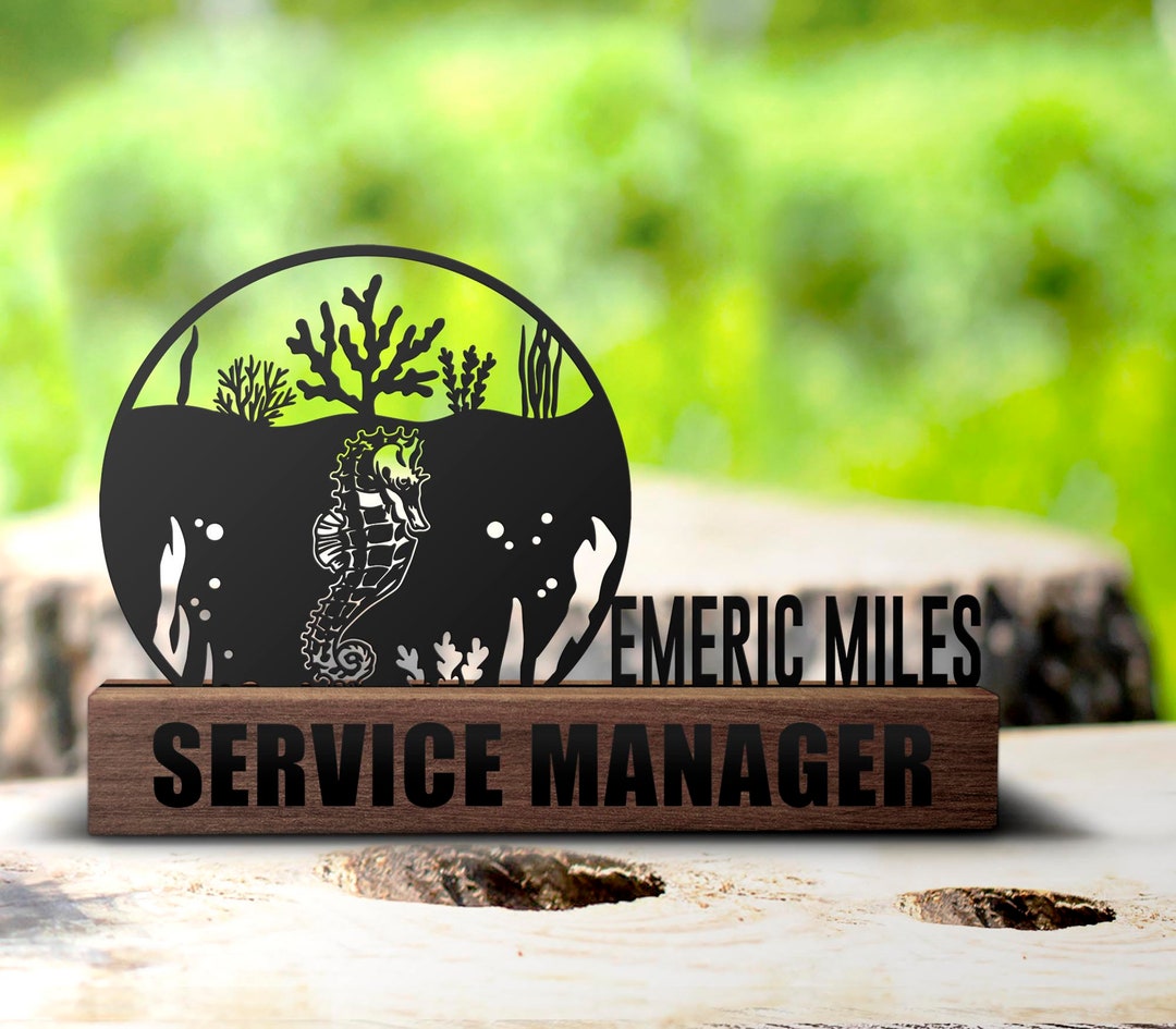 Custom Seahorse Desk Name Plate Wedge, Personalized Nameplate Sea ...