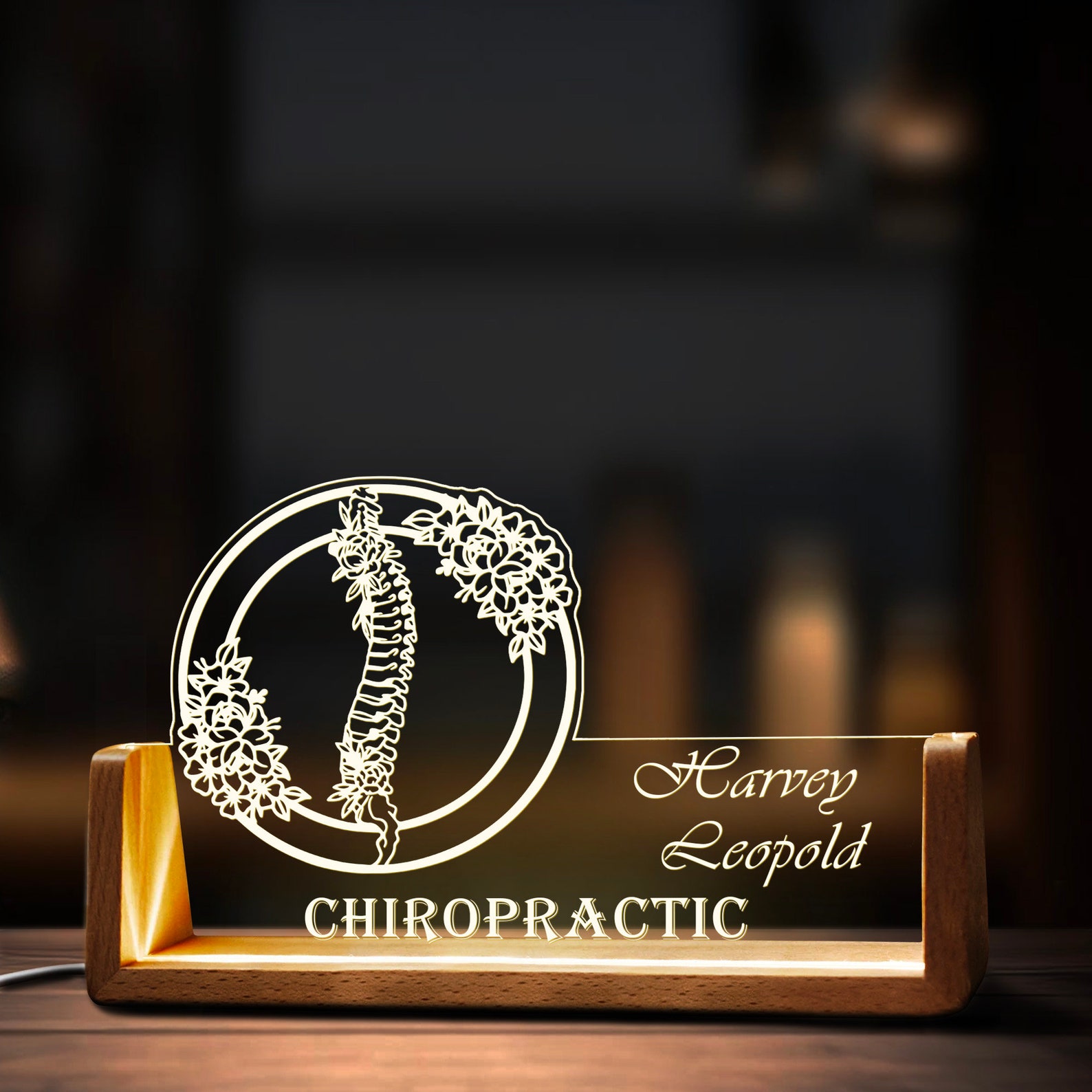 Custom Chiropractic Desk Name Plate Personalized Chiropractor LED Light ...