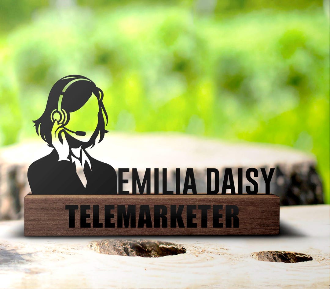 Custom Telemarketer Desk Name Plate Wedge Personalized Telesales ...