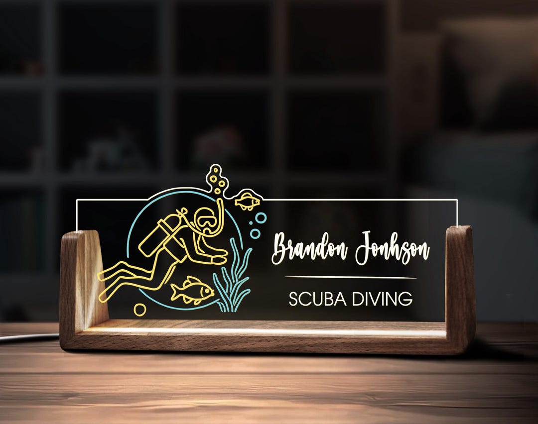 Custom Scuba Diving Desk Name Plate Personalized Ocean Marine Lover ...