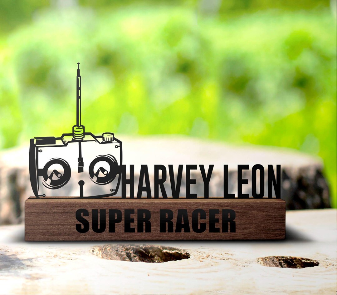 Custom Radio Controlled Car Desk Name Plate Wedge Personalized Remote ...