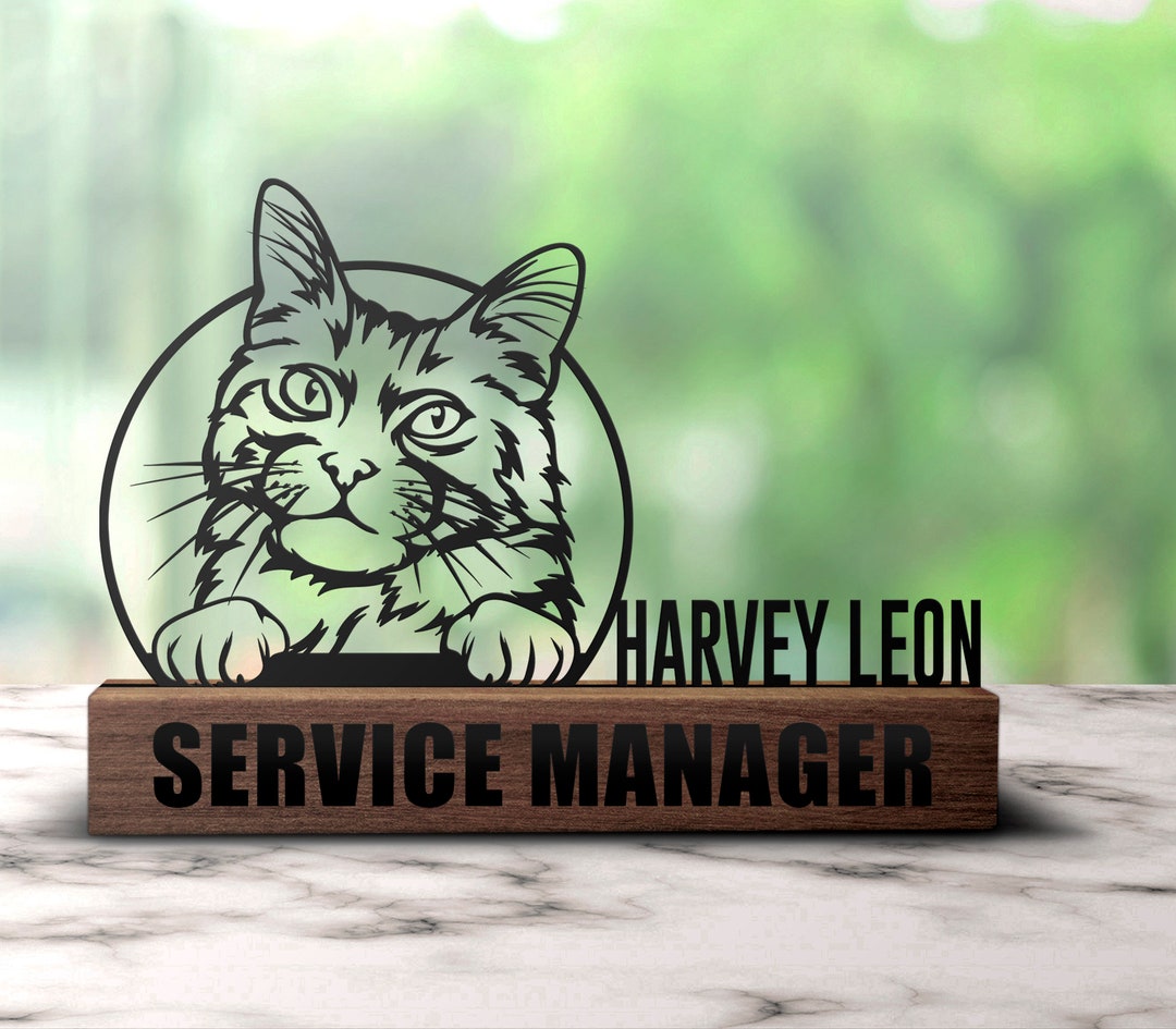 Custom Cute Cat Desk Name Plate Wedge Personalized Funny Kitten ...