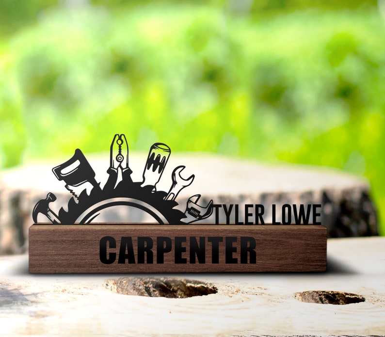Custom Carpenter Desk Name Plate Wedge Personalized Carpenter Tool ...