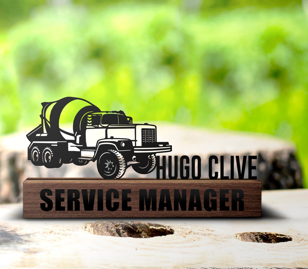 Custom Concrete Mixer Truck Desk Name Plate Wedge Personalized ...
