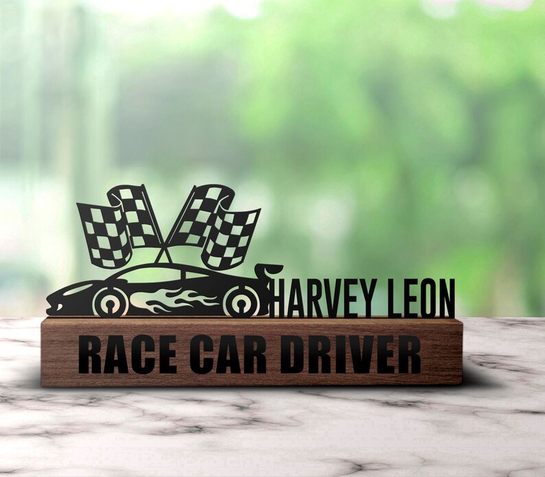 Custom Race Car Driver Desk Name Plate Wedge Personalized - Etsy