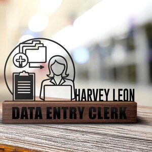 Custom Data Entry Clerk Desk Name Plate Wedge Personalized Nameplate ...