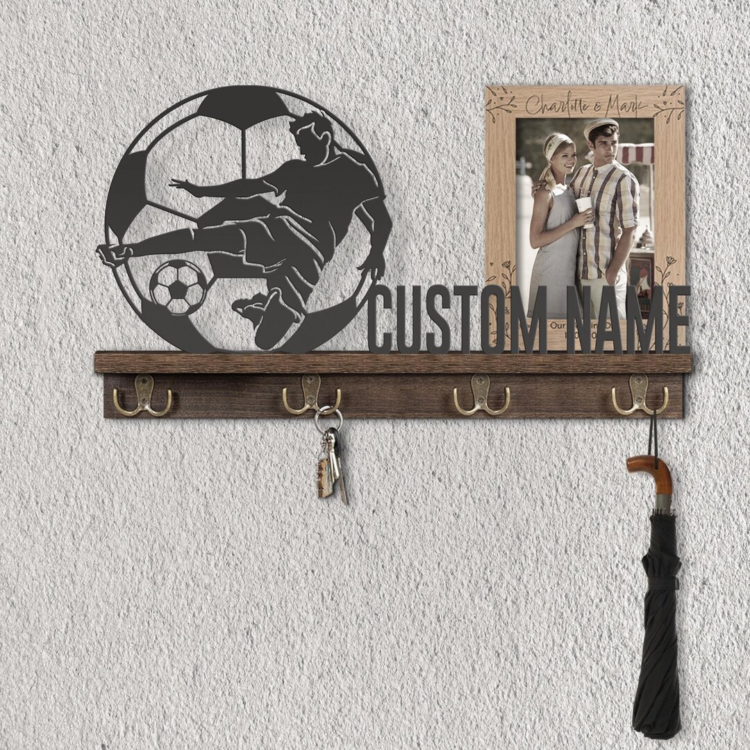 Custom Soccer Wooden Floating Shelf Metal Wall Art Sign Personalized ...