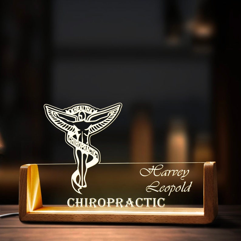 Custom Chiropractic Desk Name Plate Personalized Chiropractor LED Light ...