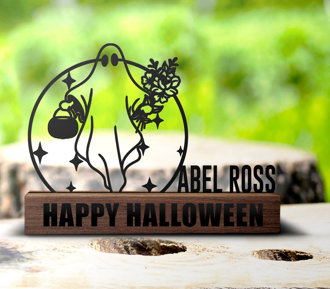 Custom Halloween Desk Name Plate Wedge Personalized Ghost Nameplate ...