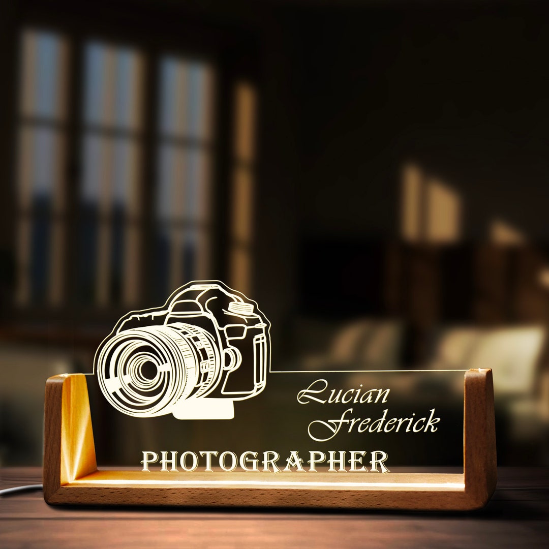 Custom Photographer Desk Name Plate Personalized Photography Lovers LED ...